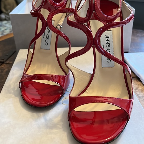 Jimmy Choo | Shoes | Jimmy Choo Red 5 Inch Stilletos Sandals | Poshmark